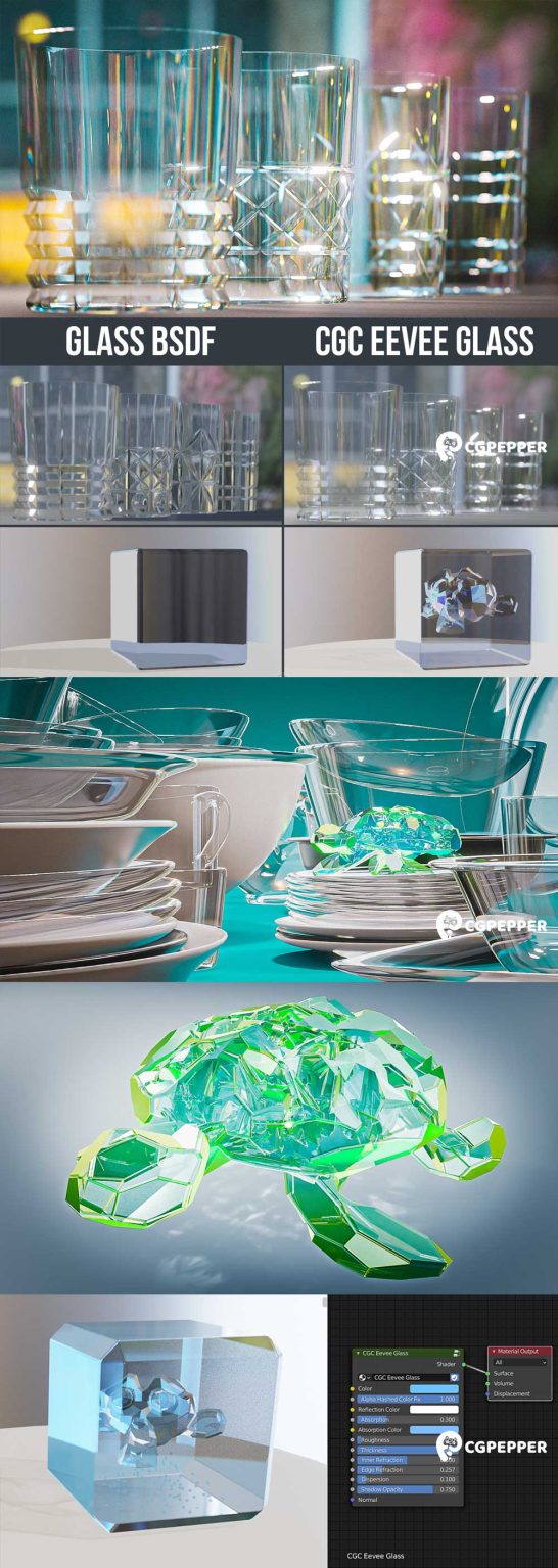 blender通用 Eevee 玻璃着色器-All Purpose Eevee Glass Shader – CGPepper-专注优质三维资源