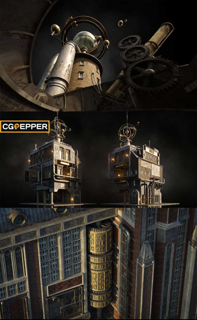 Kitbash3d 复古反乌托邦柴油机械朋克建筑3D模型 – Dieselpunk – CGPepper-专注优质三维资源