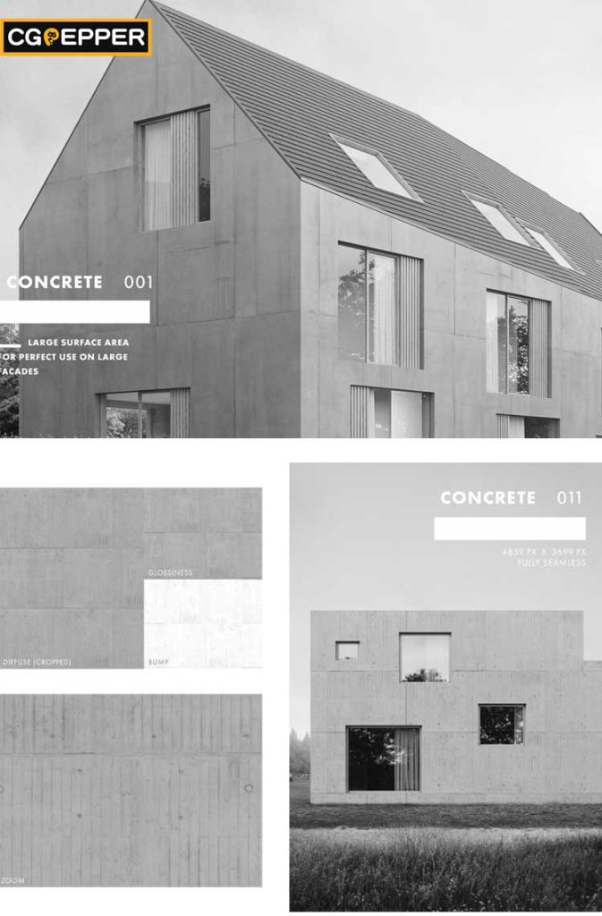 高清建筑混凝土纹理贴图-Concrete Texture – by Nicolai Becker – CGPepper-专注优质三维资源